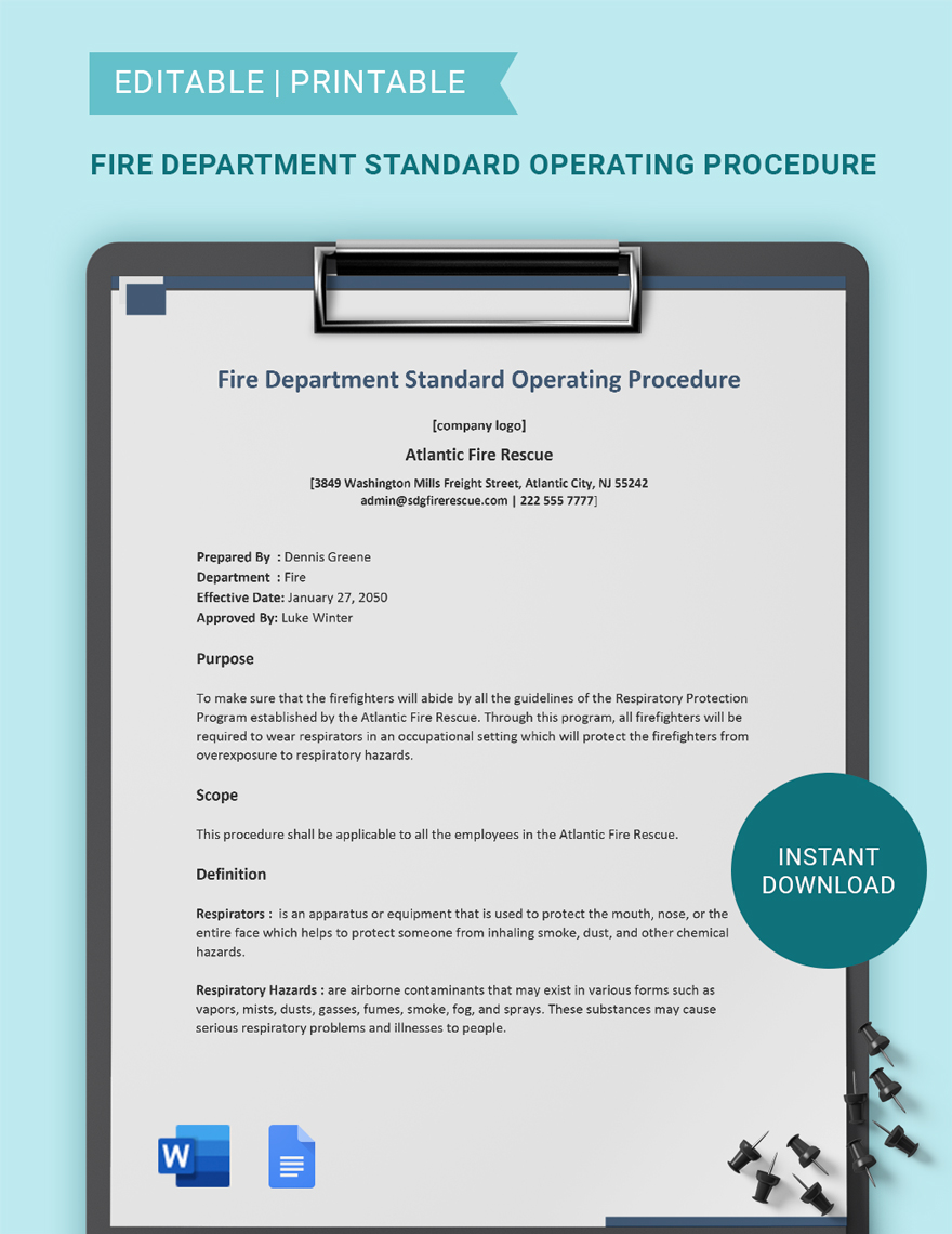 Fire Department Standard Operating Procedure Template Download In Word Google Docs Template