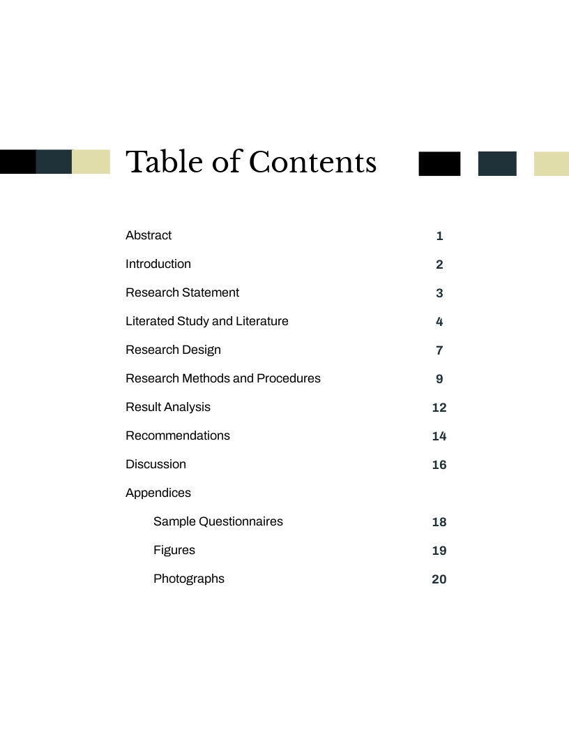 Research Paper Table of Contents Template - Google Docs, Word ...