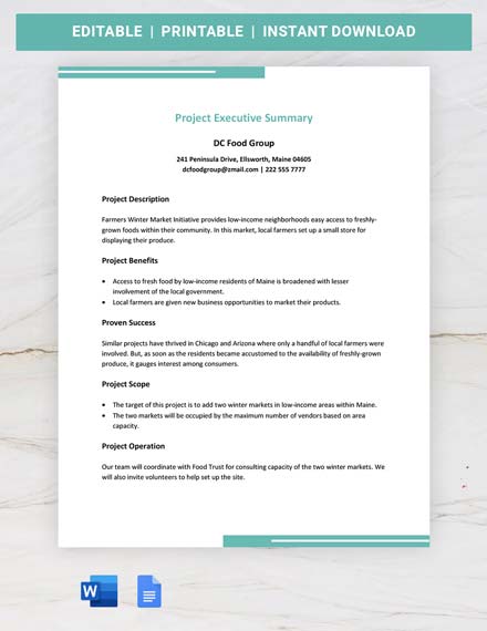 Construction Project Executive Summary Template - Download in Word ...