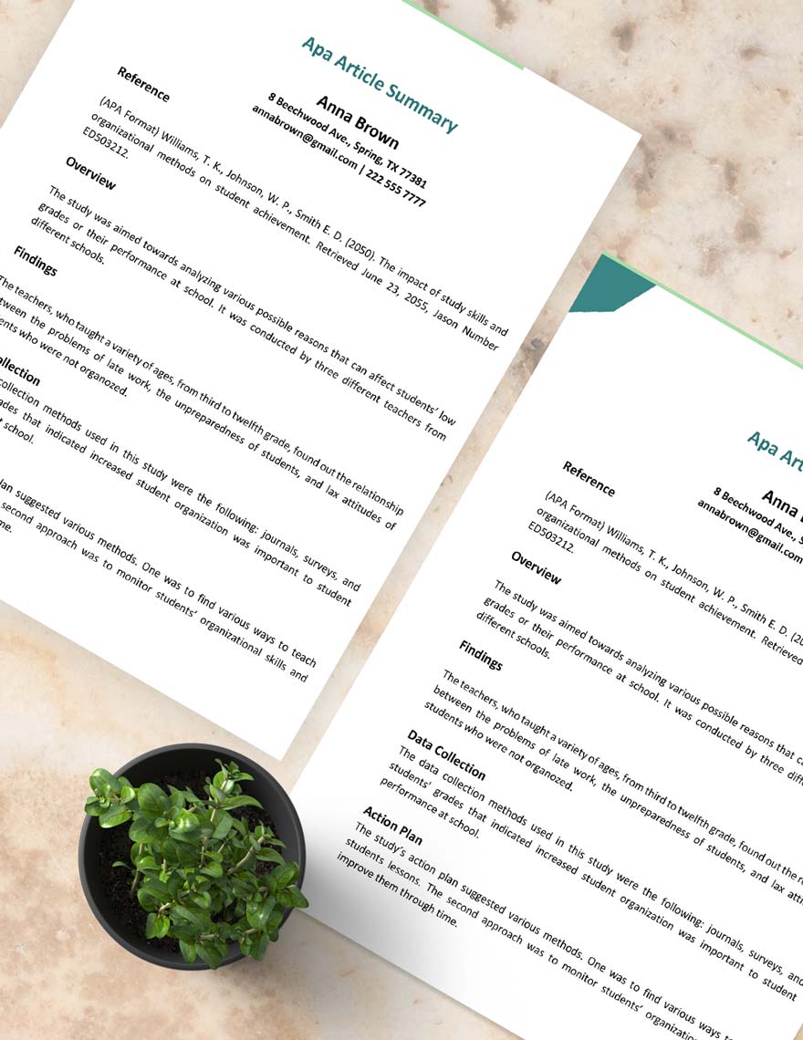 Free Free APA Article Summary Template Google Docs Word Template