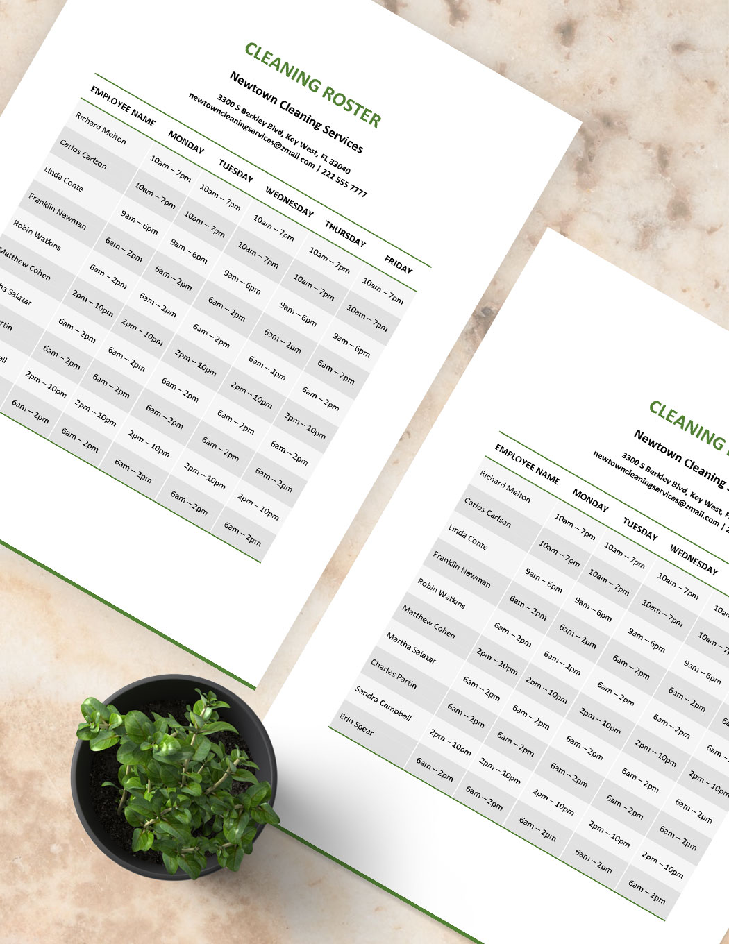 Cleaning Roster Template - Download in Word, Google Docs | Template.net