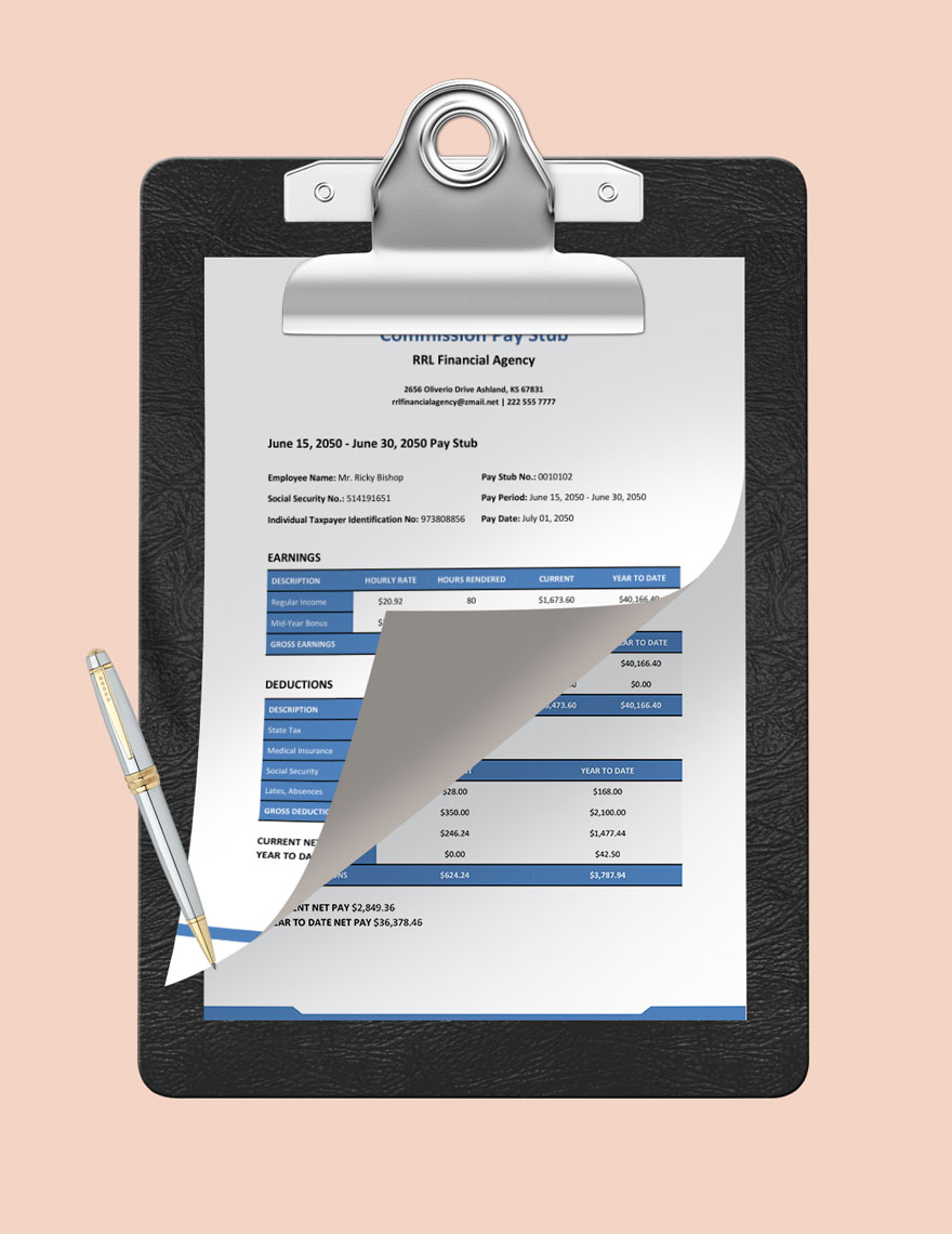Commission Pay Stub Template Download In Word Google Docs Apple 