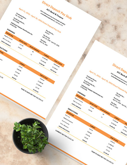 Direct Deposit Pay Stub Template - Google Docs, Word | Template.net
