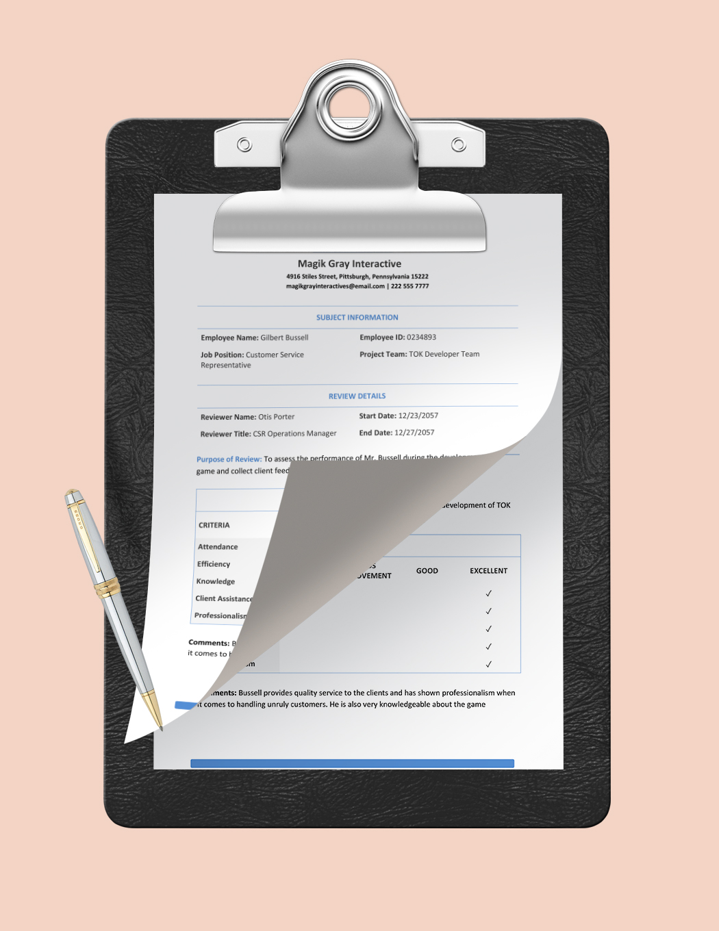Customer Service Performance Review Template Google Docs Word Template