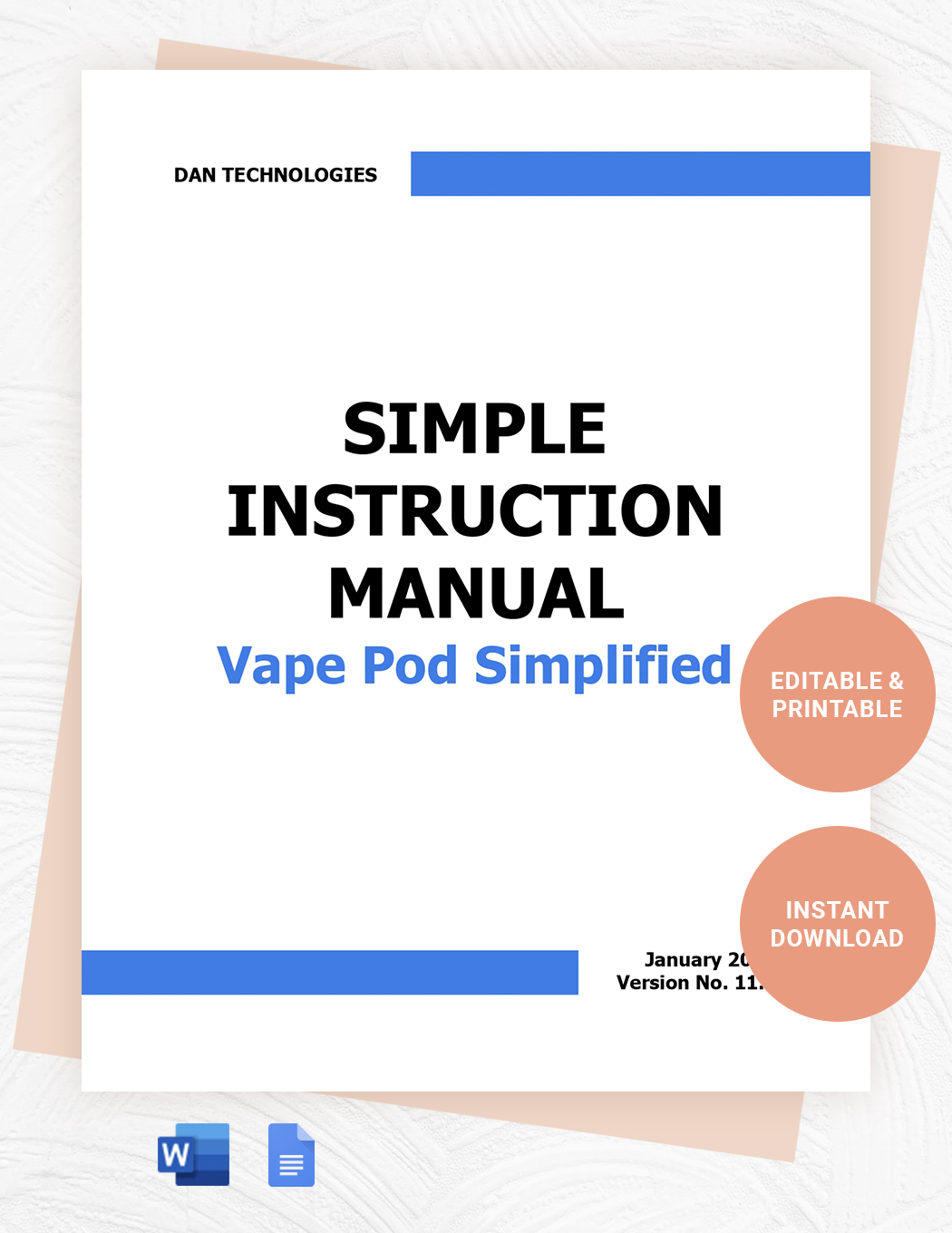 Simple Instruction Manual Template Google Docs Word Template