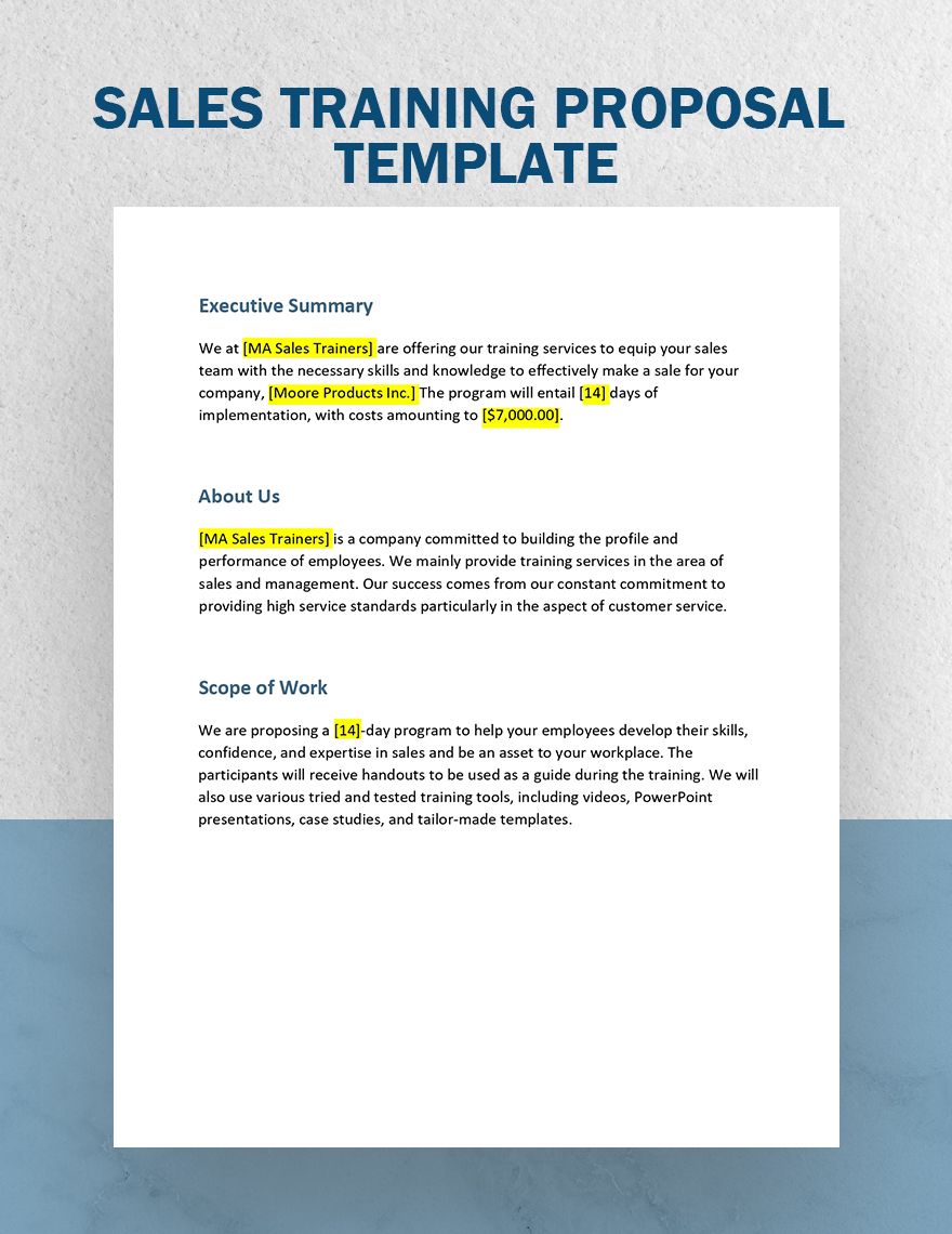 Sales Training Proposal Template - Download in Word, Google Docs, PDF ...
