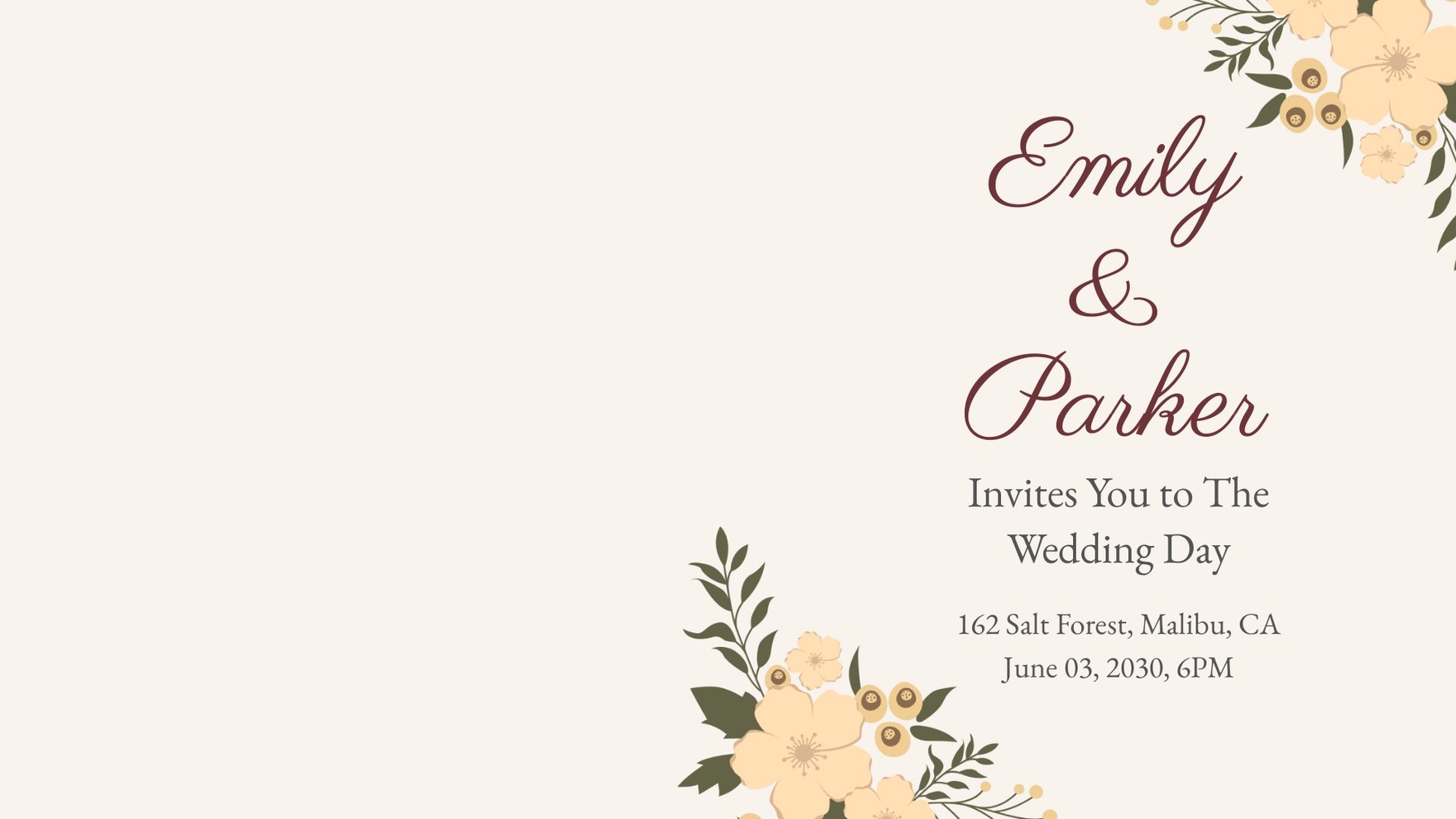 Free Floral Wedding Invitation Video Template Template
