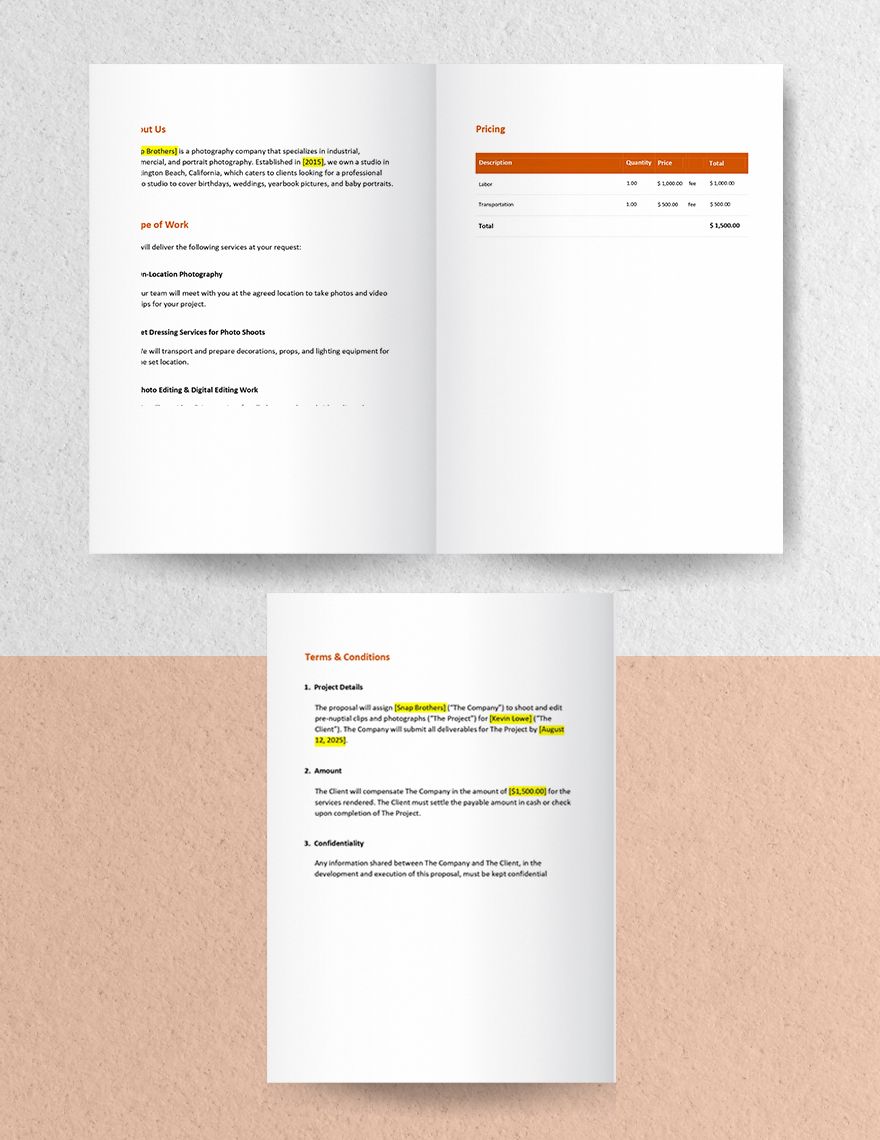 Photography Proposal Template - Download in Word, Google Docs, PDF ...