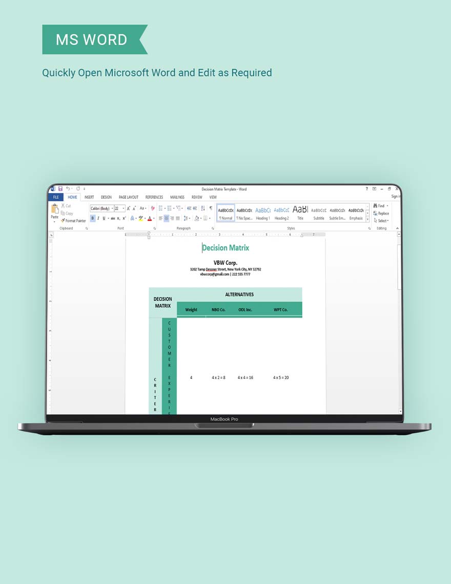 Decision Matrix Template - Download in Word, Google Docs | Template.net