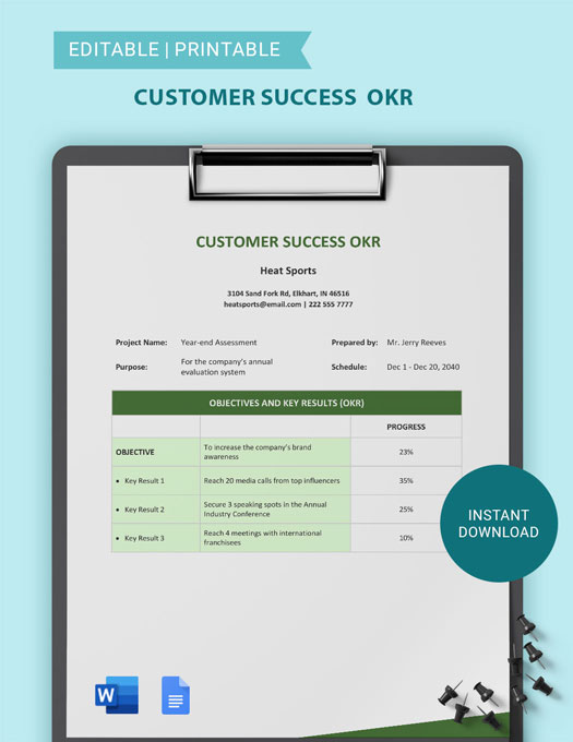 Customer Service OKR Template - Download in Word, Google Docs ...