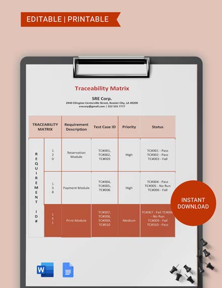 Traceability Matrix Template - Google Docs, Word | Template.net