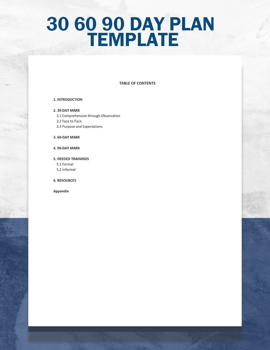 30 60 90 Day Plan Template - Word, Google Docs, Apple Pages | Template.net