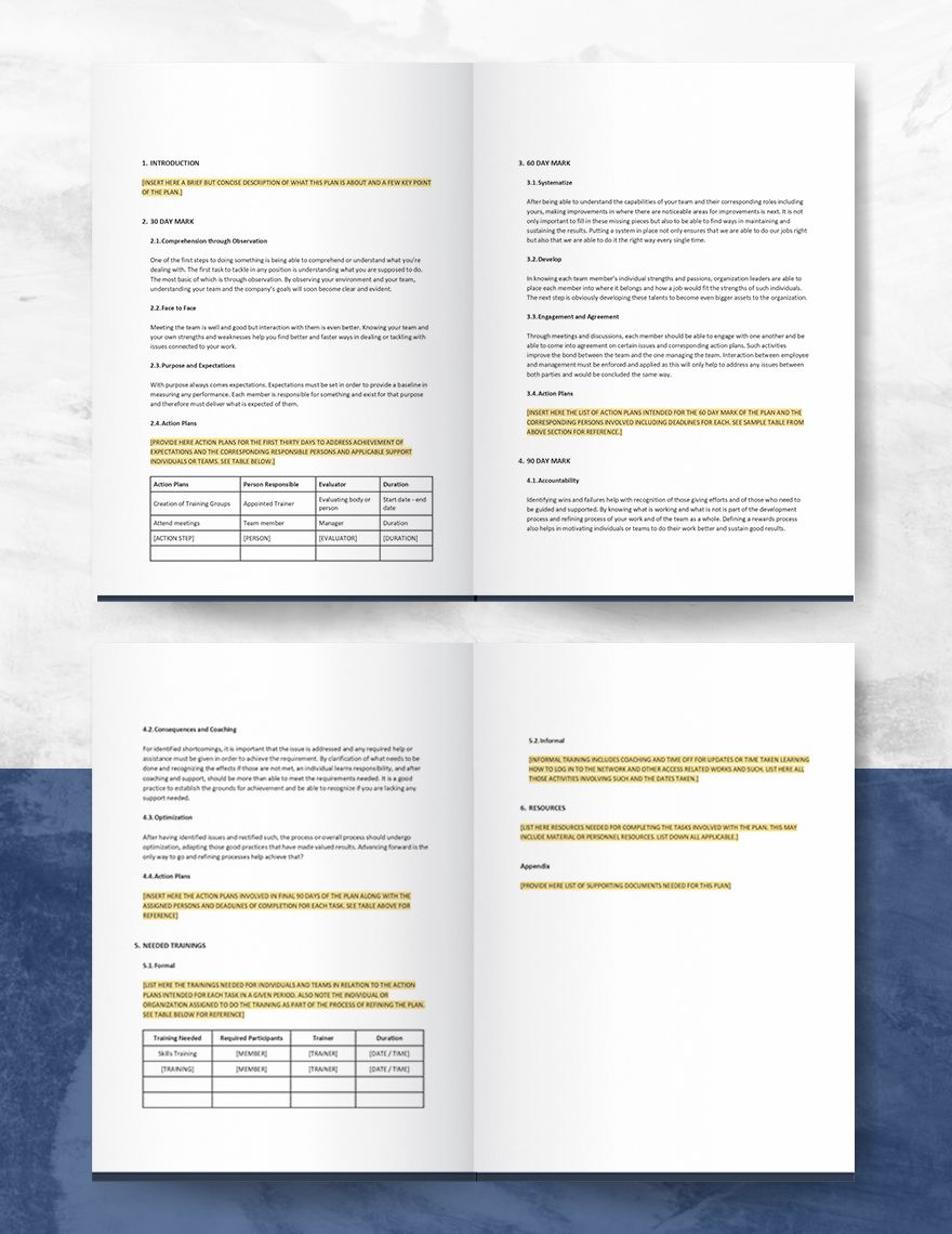 30 60 90 Day Plan Template - Word, Google Docs, Apple Pages | Template.net