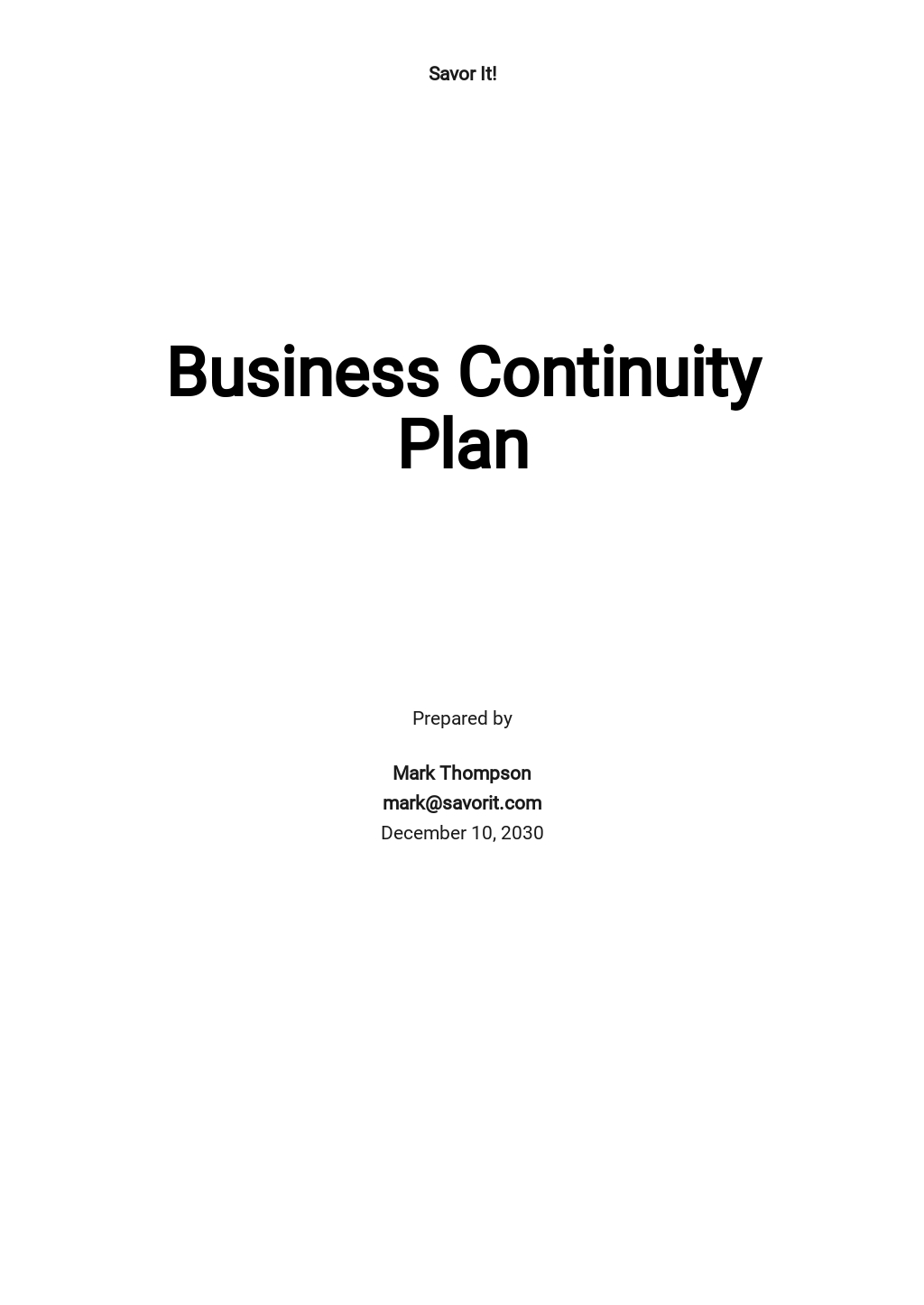 Sample Business Continuity Plan Template Free Download Bank2home