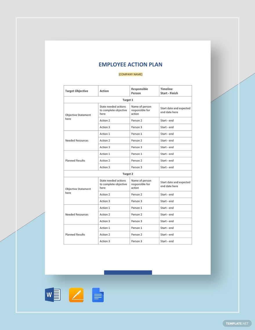 Employee Action Plan Template Download In Word Google Docs Apple Pages Template