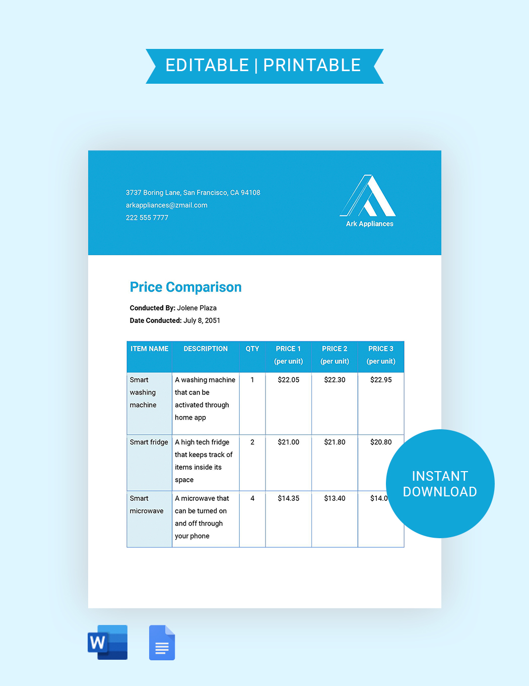 Construction Cost Comparison Template - Google Docs, Word | Template.net