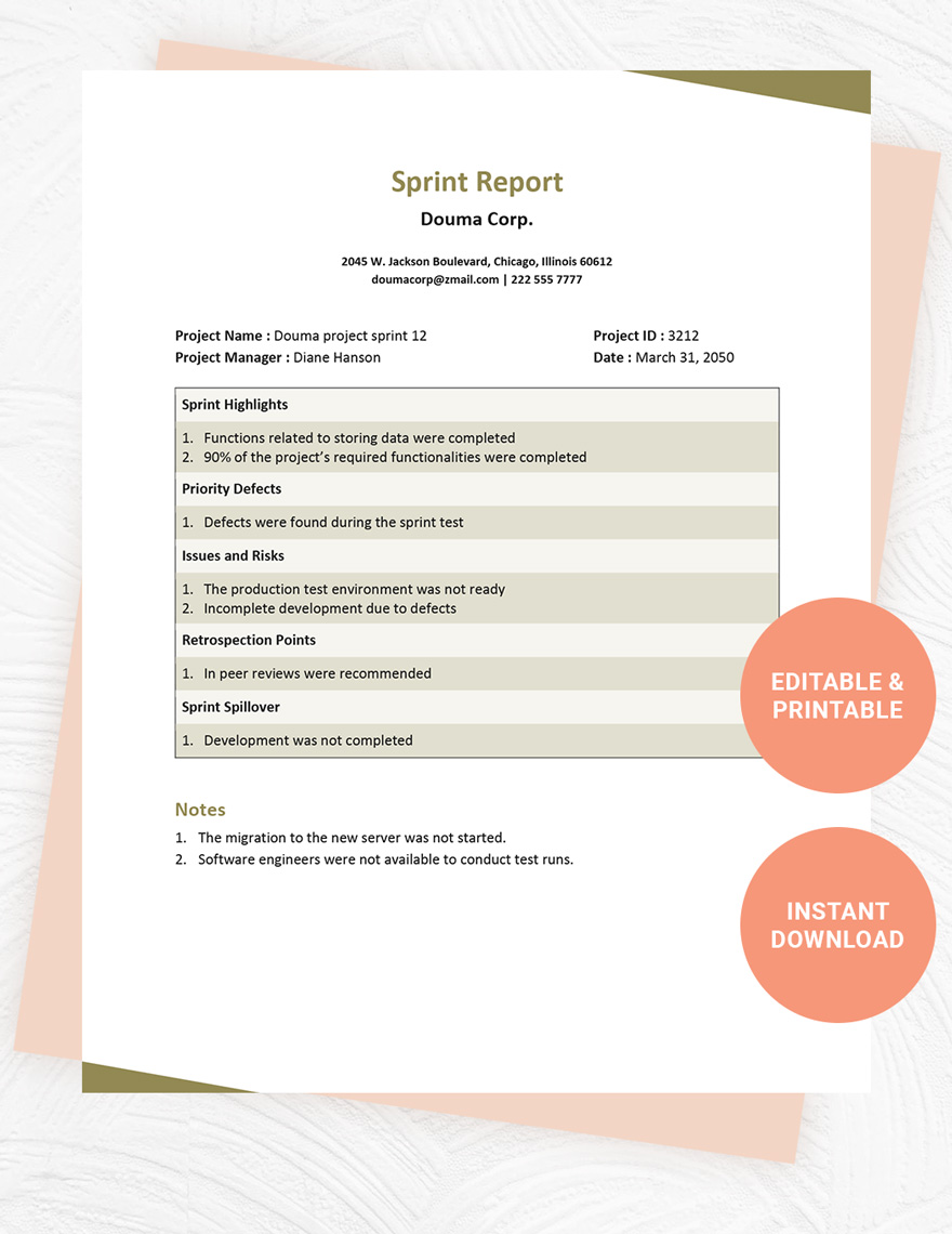 Sprint Report Template In Word Google Docs Download Template