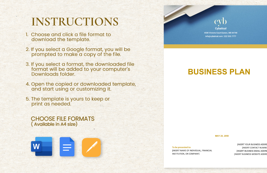 Simple Business Plan Template - Google Docs, Word, Apple Pages ...