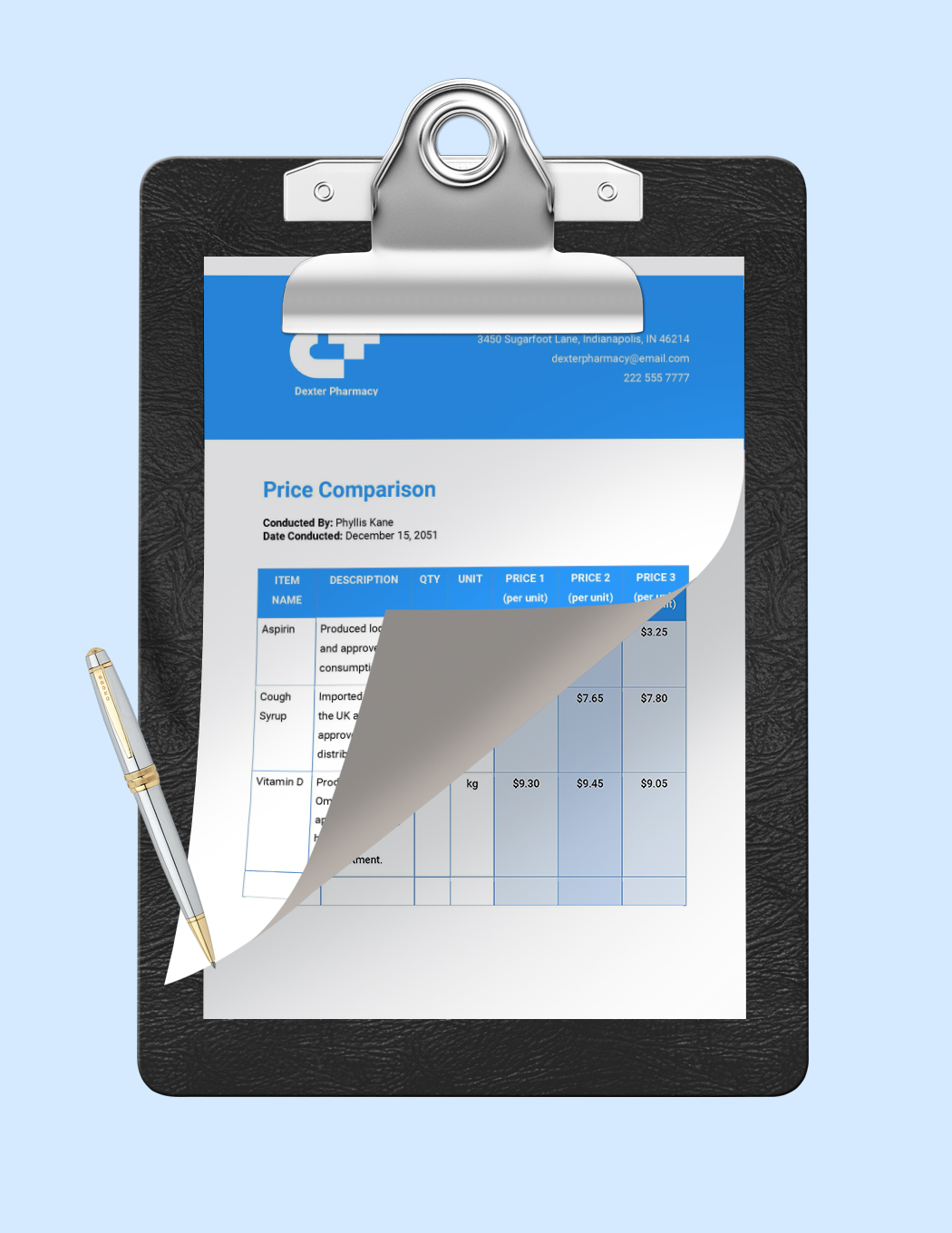 Procurement Price Comparison Template In Word Google Docs Download