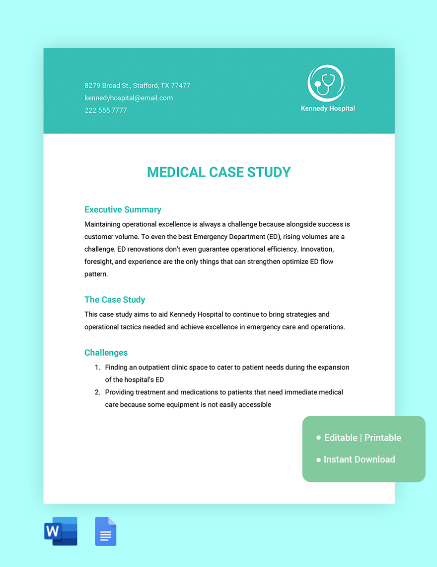 Medical Case Study Template Download In Word Google Docs Template