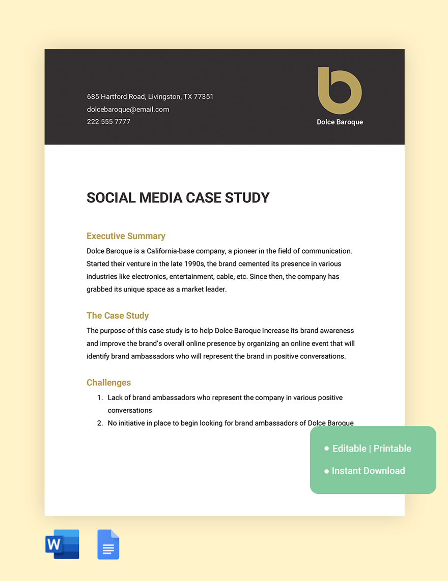 Psychology Case Study Template Google Docs Word Template