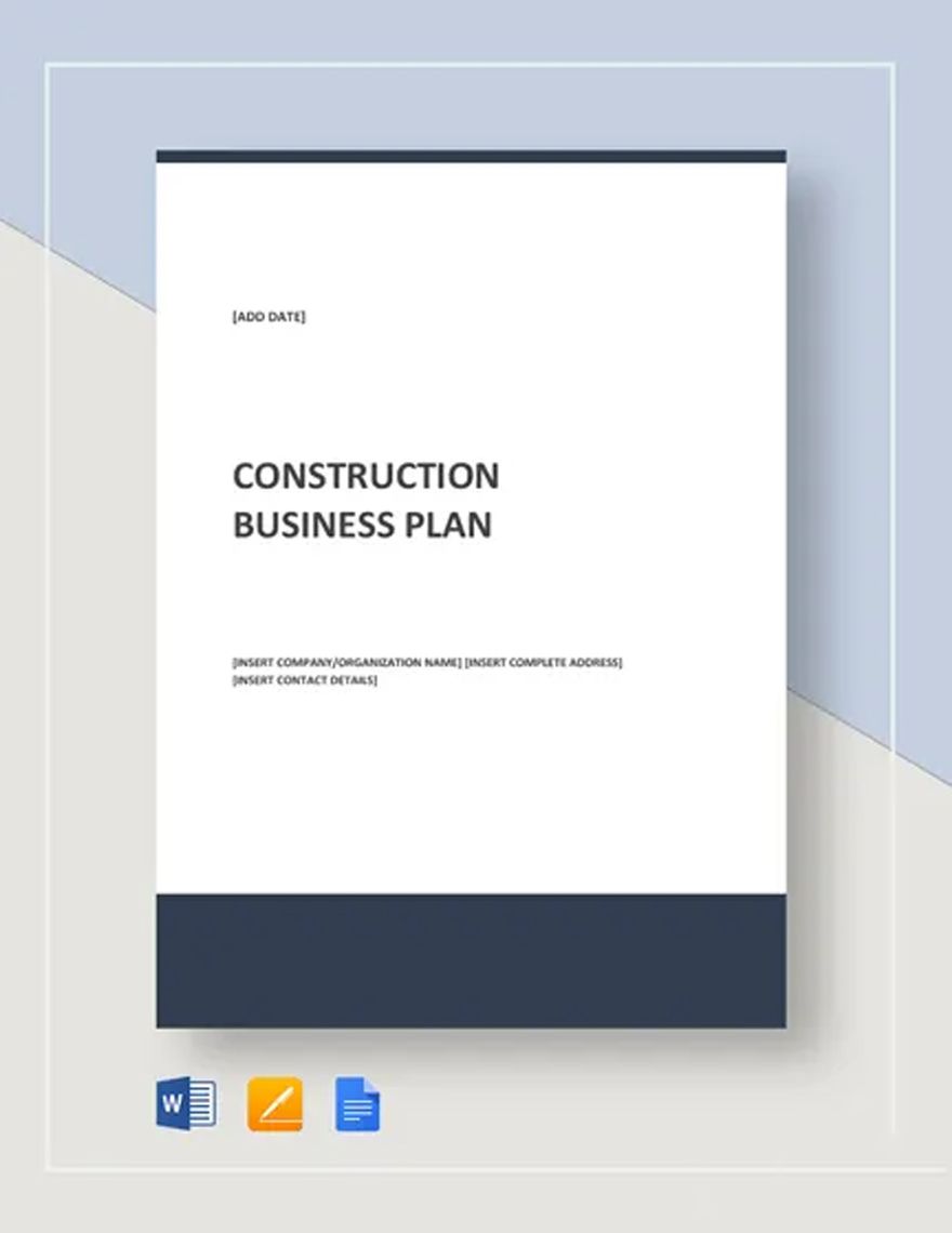Construction Business Plan Template Google Docs Word Apple Pages 