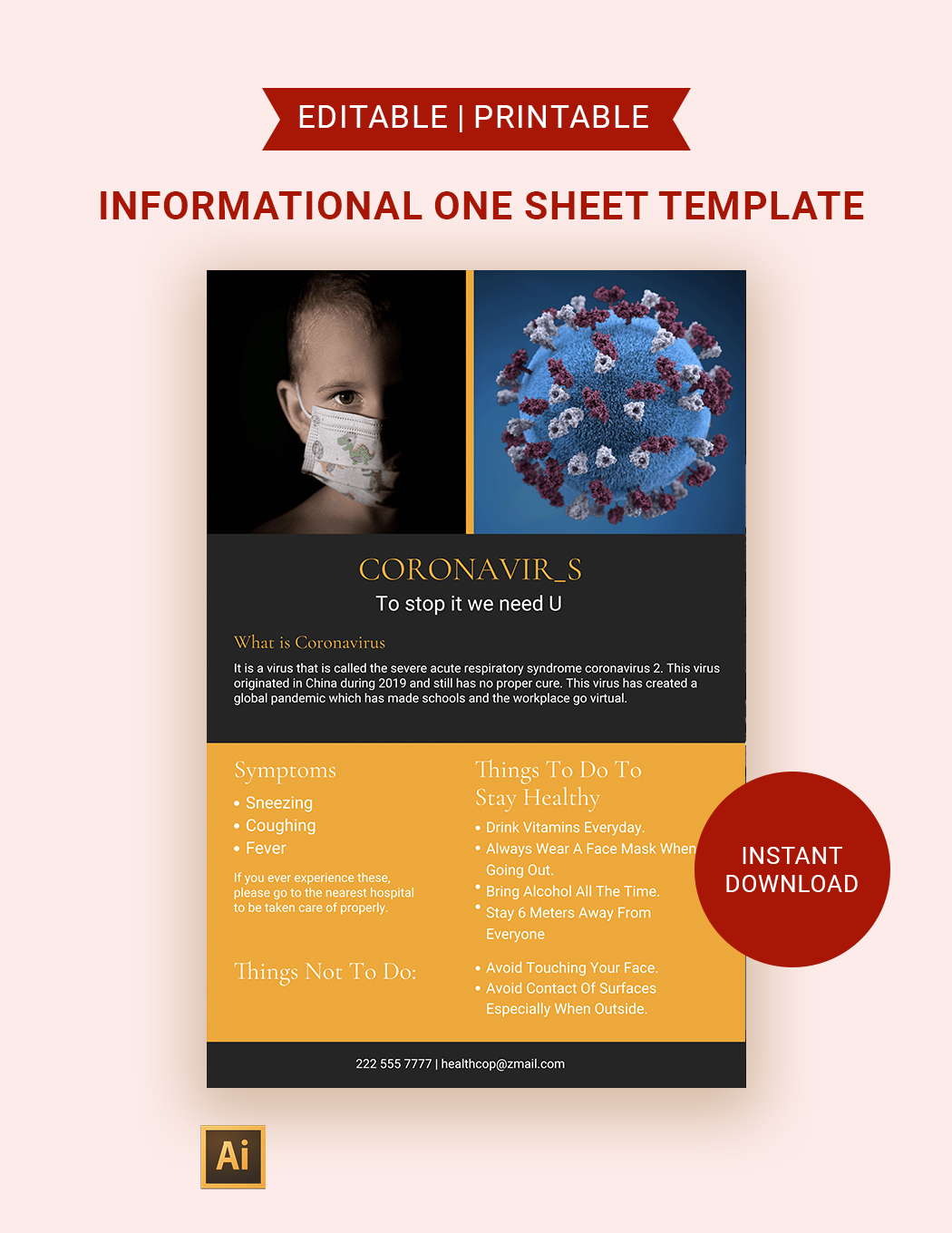 Informational One Sheet Template Illustrator Template