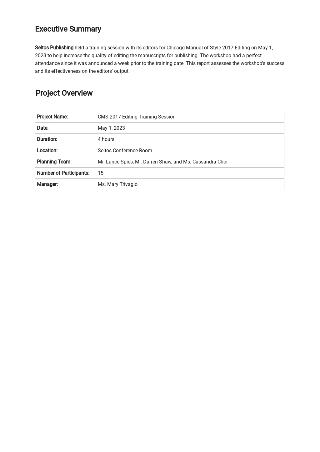After Action Report Template In Google Docs Word Template