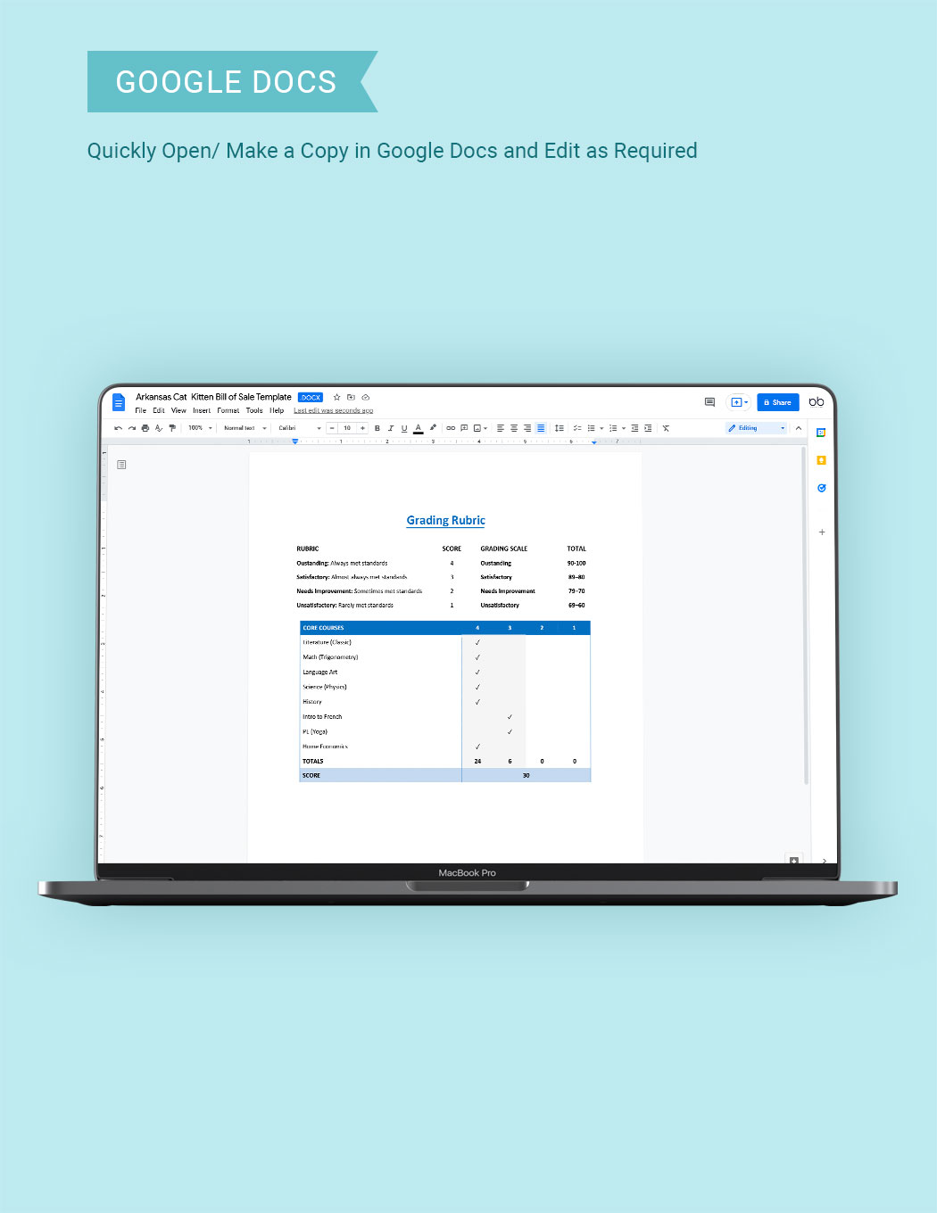 Grading Rubric Template - Download in Word, Google Docs | Template.net