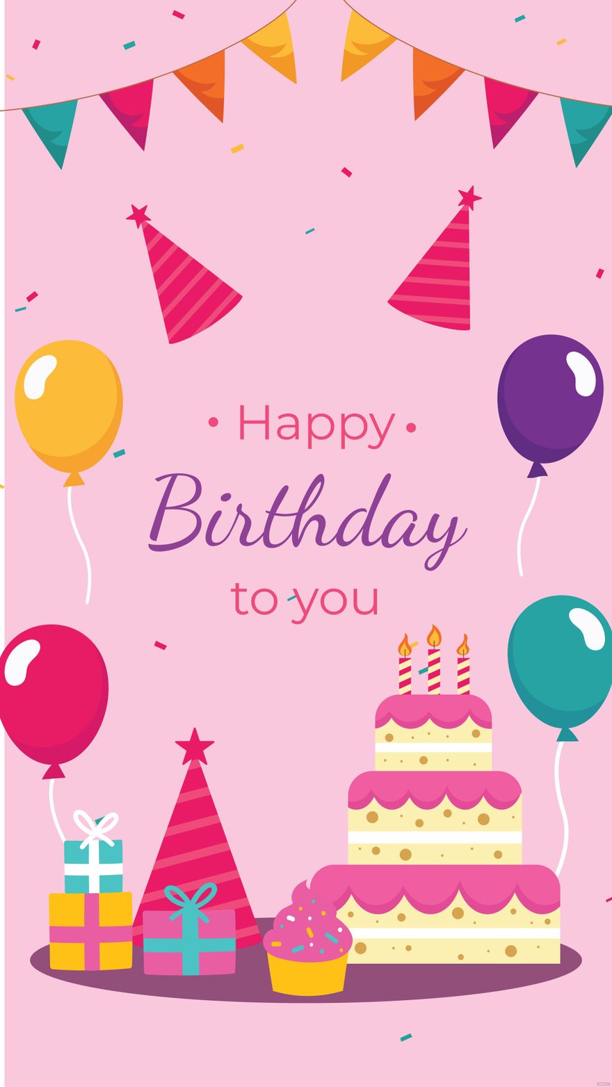 Free Happy Birthday Doodle Mobile Background - EPS, Illustrator, JPG ...