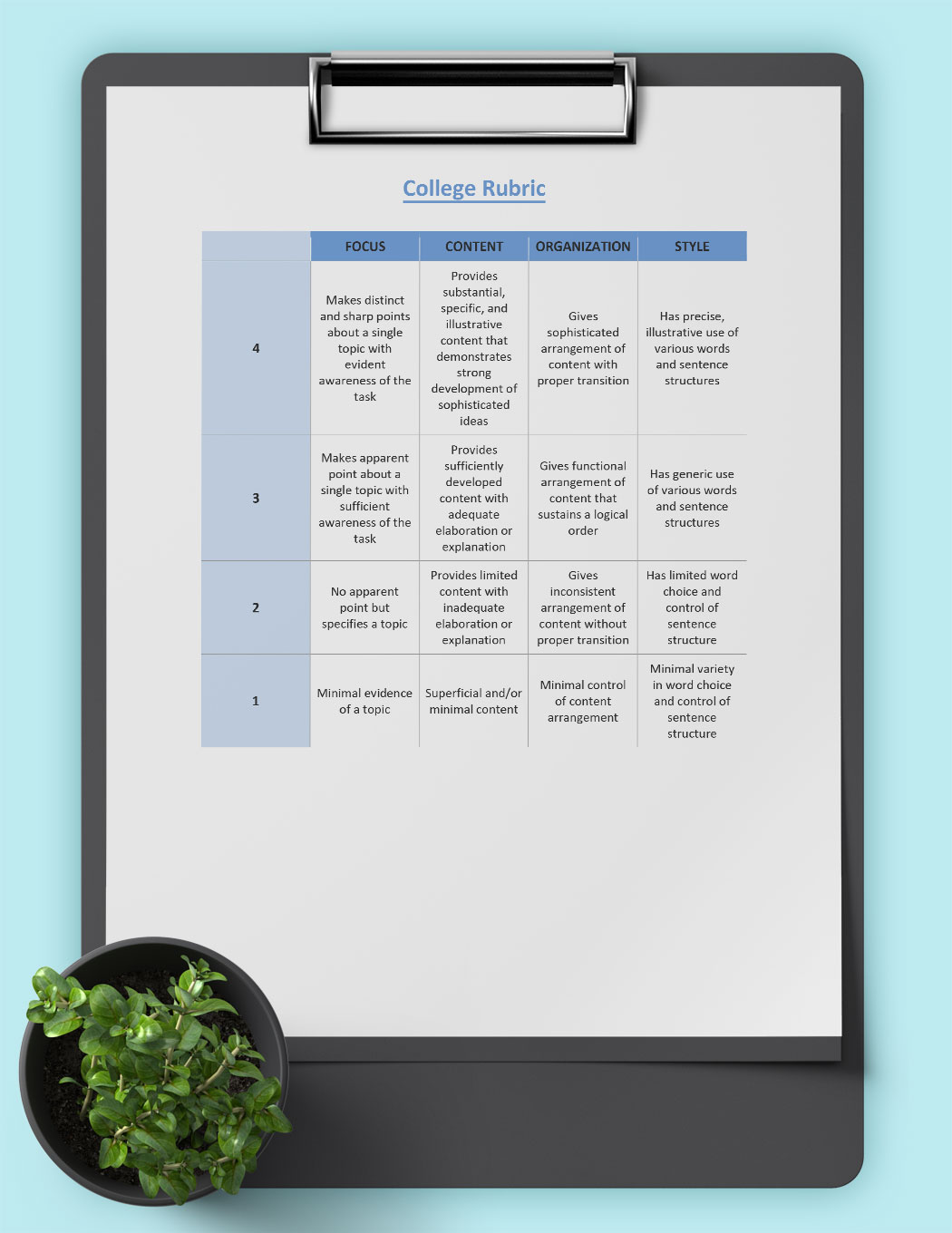 College Rubric Template - Download in Word, Google Docs | Template.net