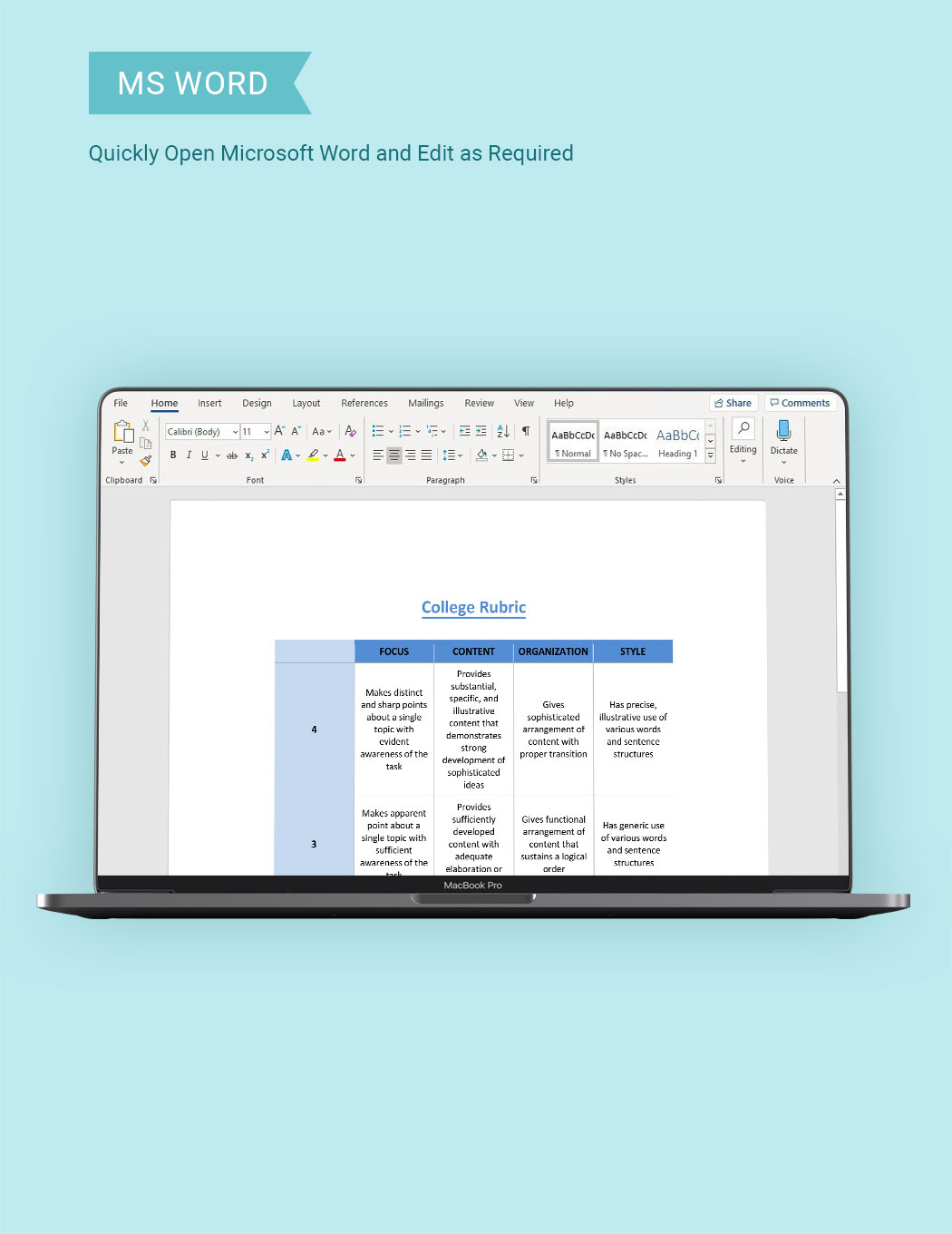 College Rubric Template - Download in Word, Google Docs | Template.net