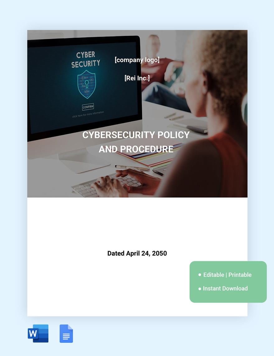 Cybersecurity Policies And Procedures In Word Google Docs Download