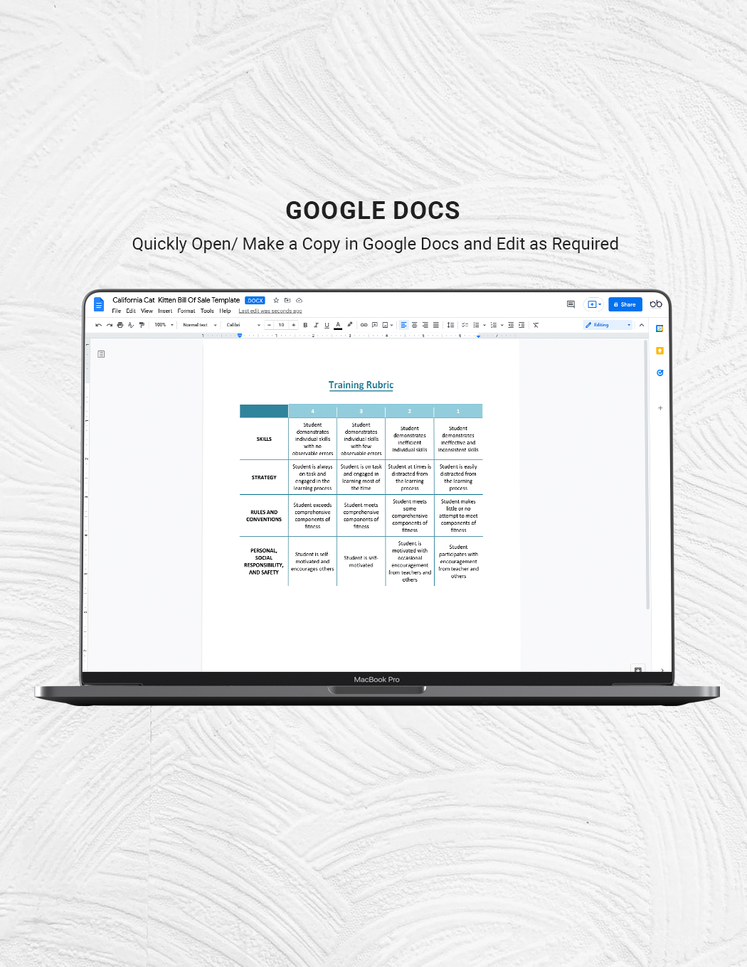 Training Rubric Template - Download in Word, Google Docs | Template.net