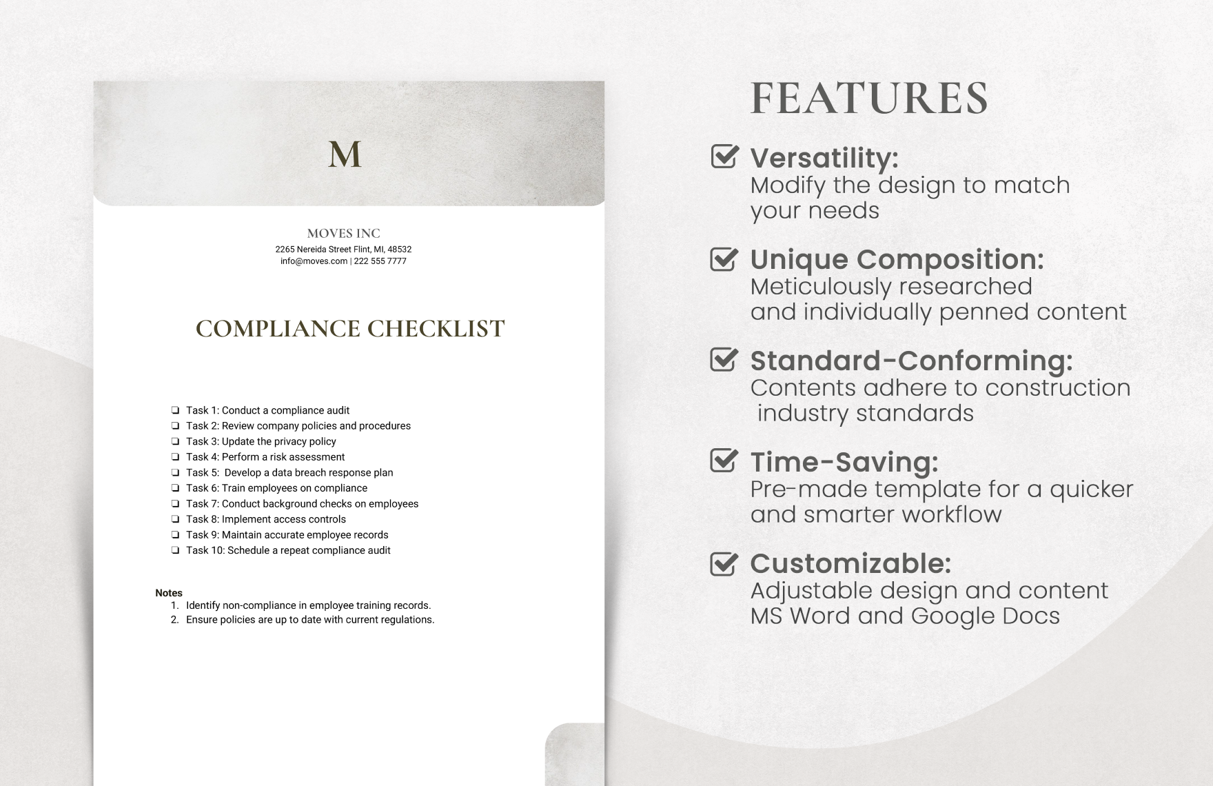Compliance Checklist Template - Download in Word, Google Docs ...