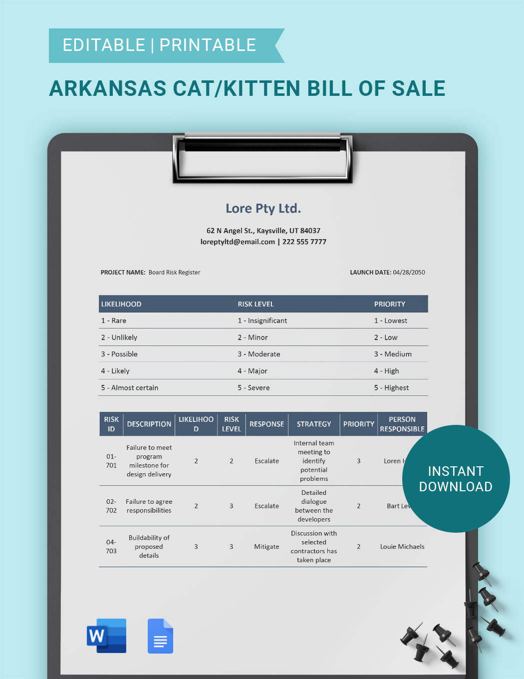 ISO Risk Register Template - Download in Word, Google Docs | Template.net