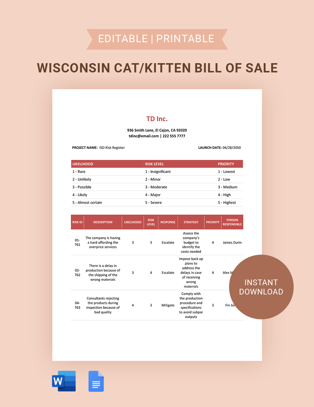Hospital Risk Register Template - Download in Word, Google Docs ...