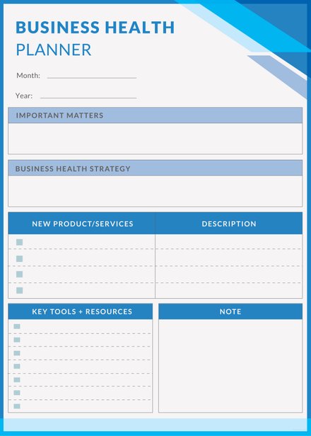 Free Business Health Planner Template in Adobe Photoshop, Adobe ...