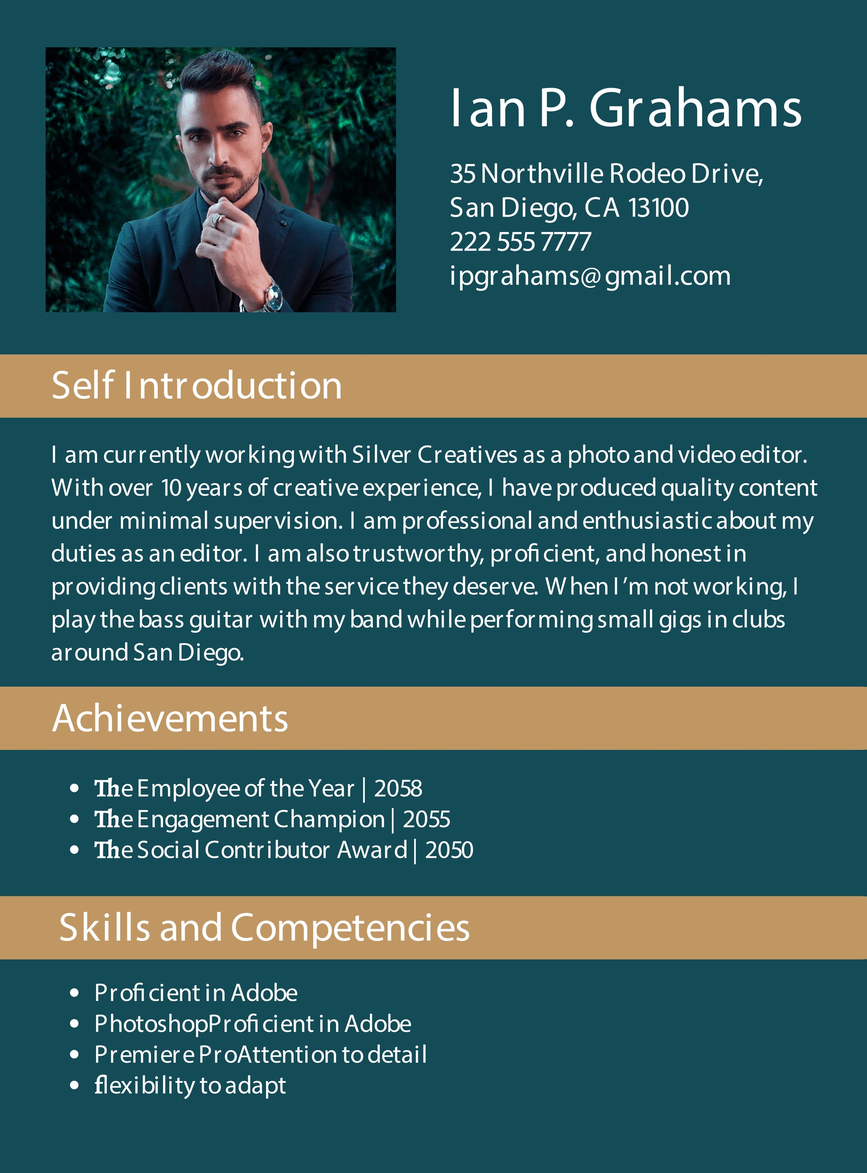 Resume Self Introduction Template Template