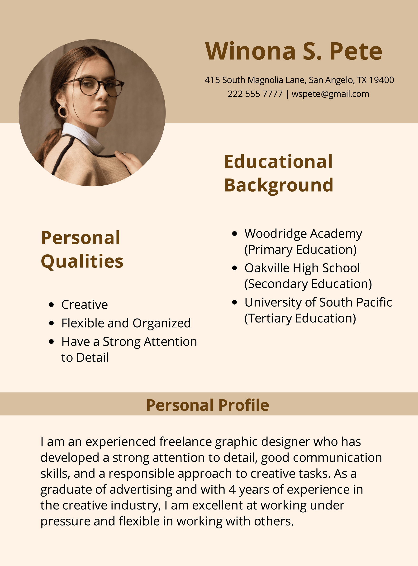 Resume Self Introduction Template Template