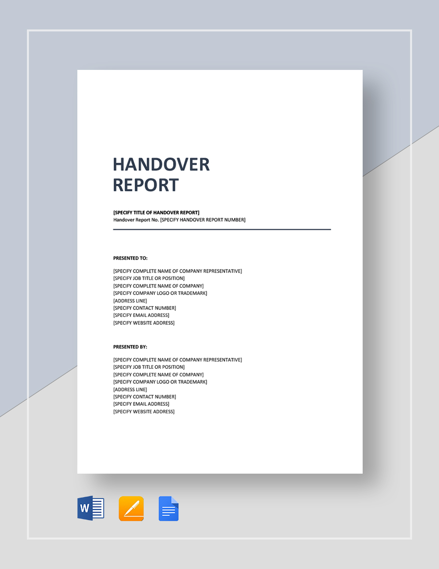 Handover Report Template - Google Docs, Word, Apple Pages | Template.net