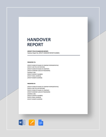 Handover Report Template Google Docs Word Template