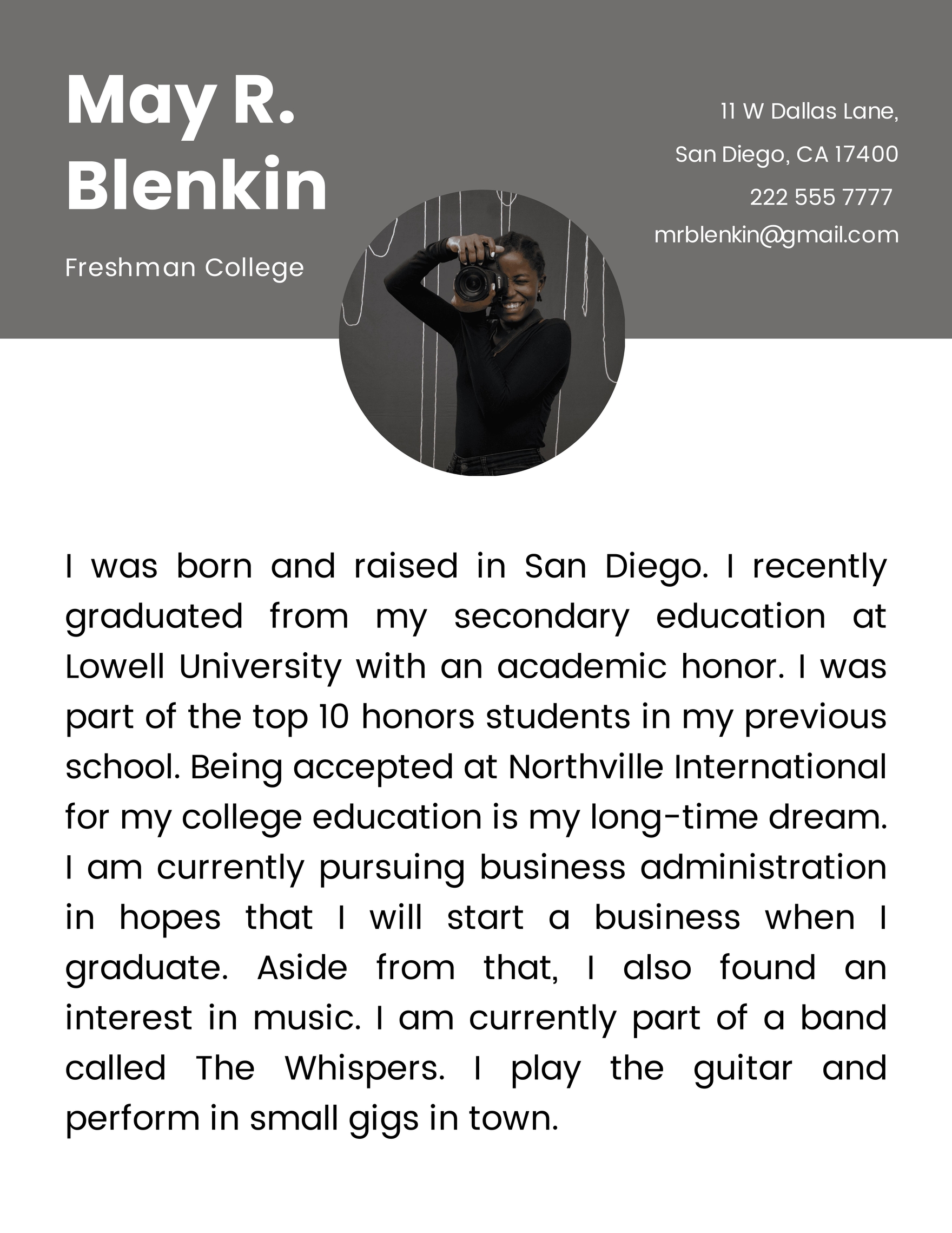 Self Introduction For Freshers In Word Download Template
