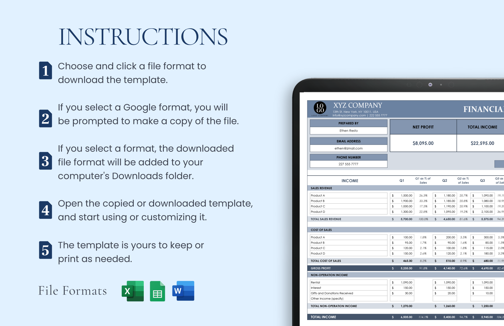 Financial Statement Template - Download in Word, Google Docs, Excel ...