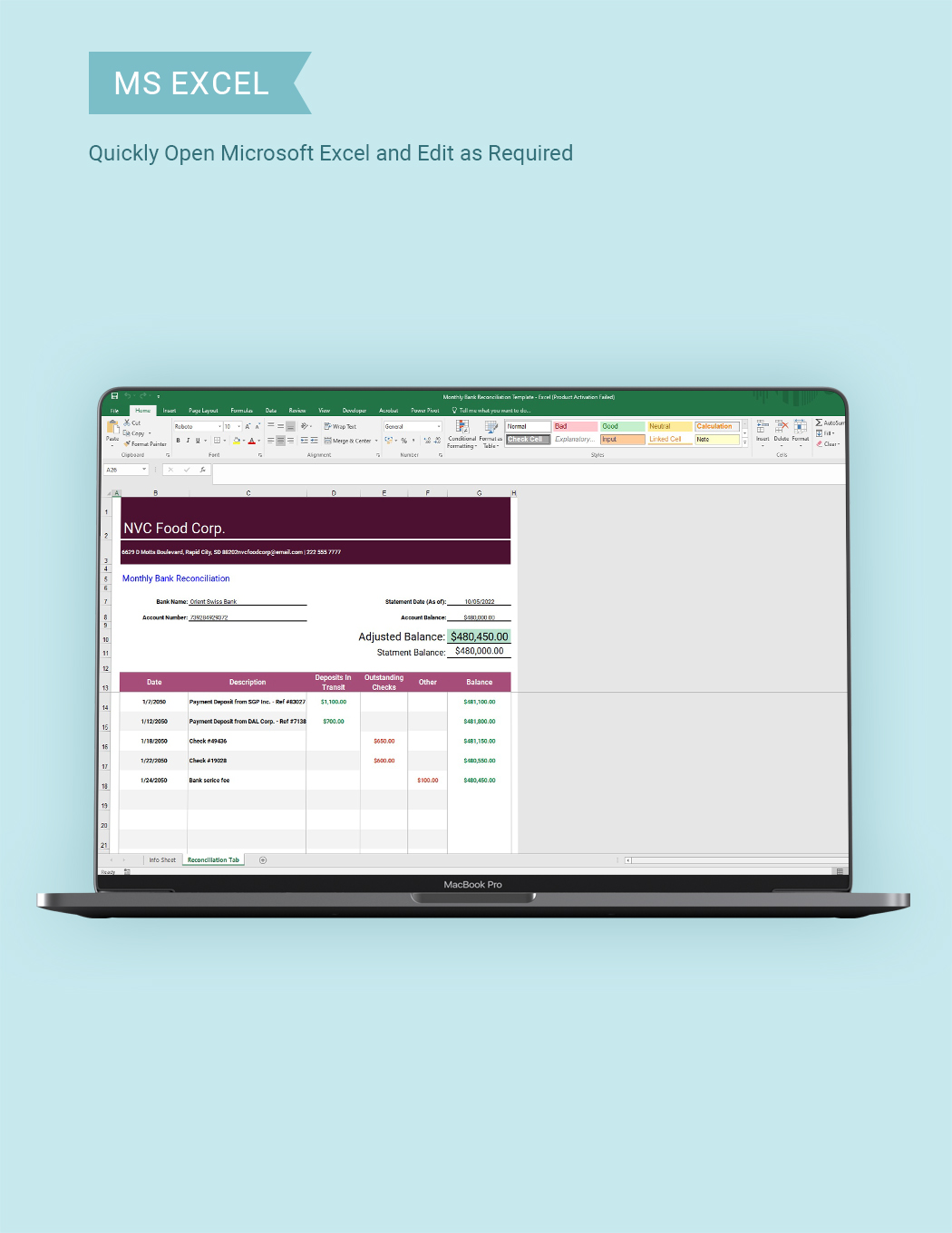 Free Monthly Bank Reconciliation Template - Google Sheets, Excel ...