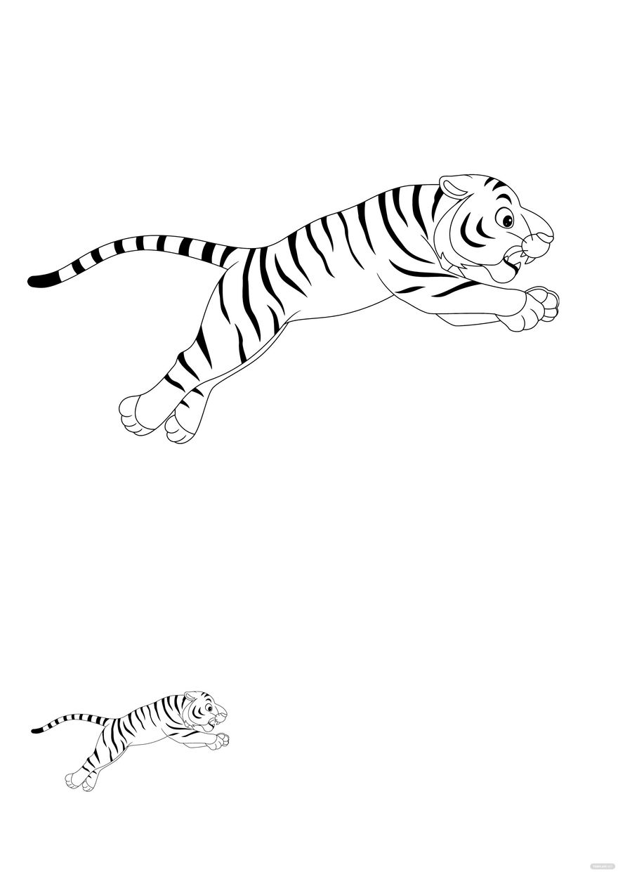 Free Jumping Tiger Coloring Page - PDF | Template.net