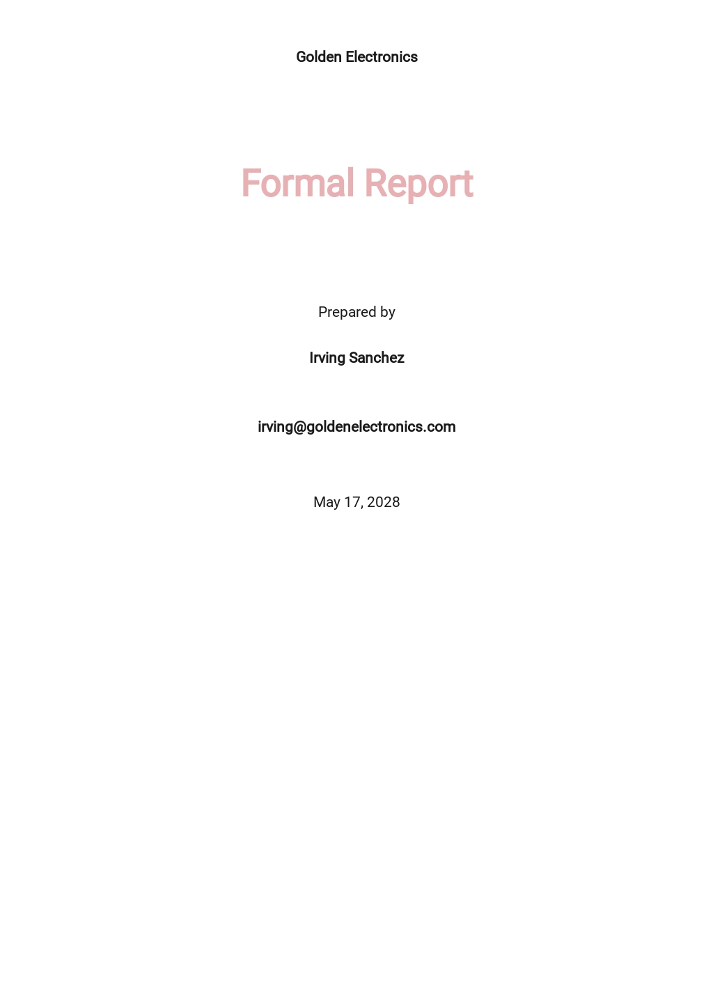 Formal Report Template Free PDF Word DOC Apple MAC Pages 