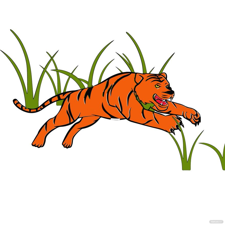 Free Leaping Tiger Clipart - Illustrator | Template.net
