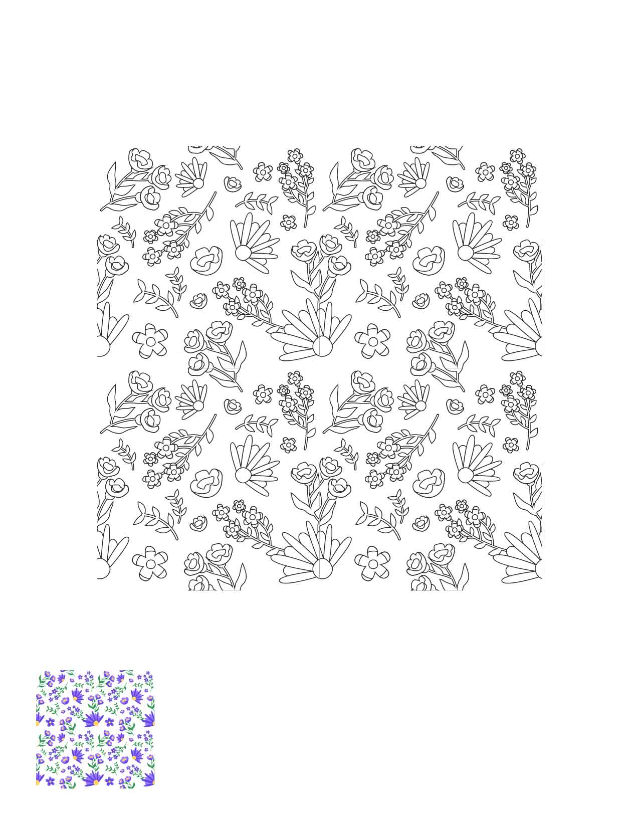 Seamless Floral Coloring Page Template - Edit Online & Download Example ...