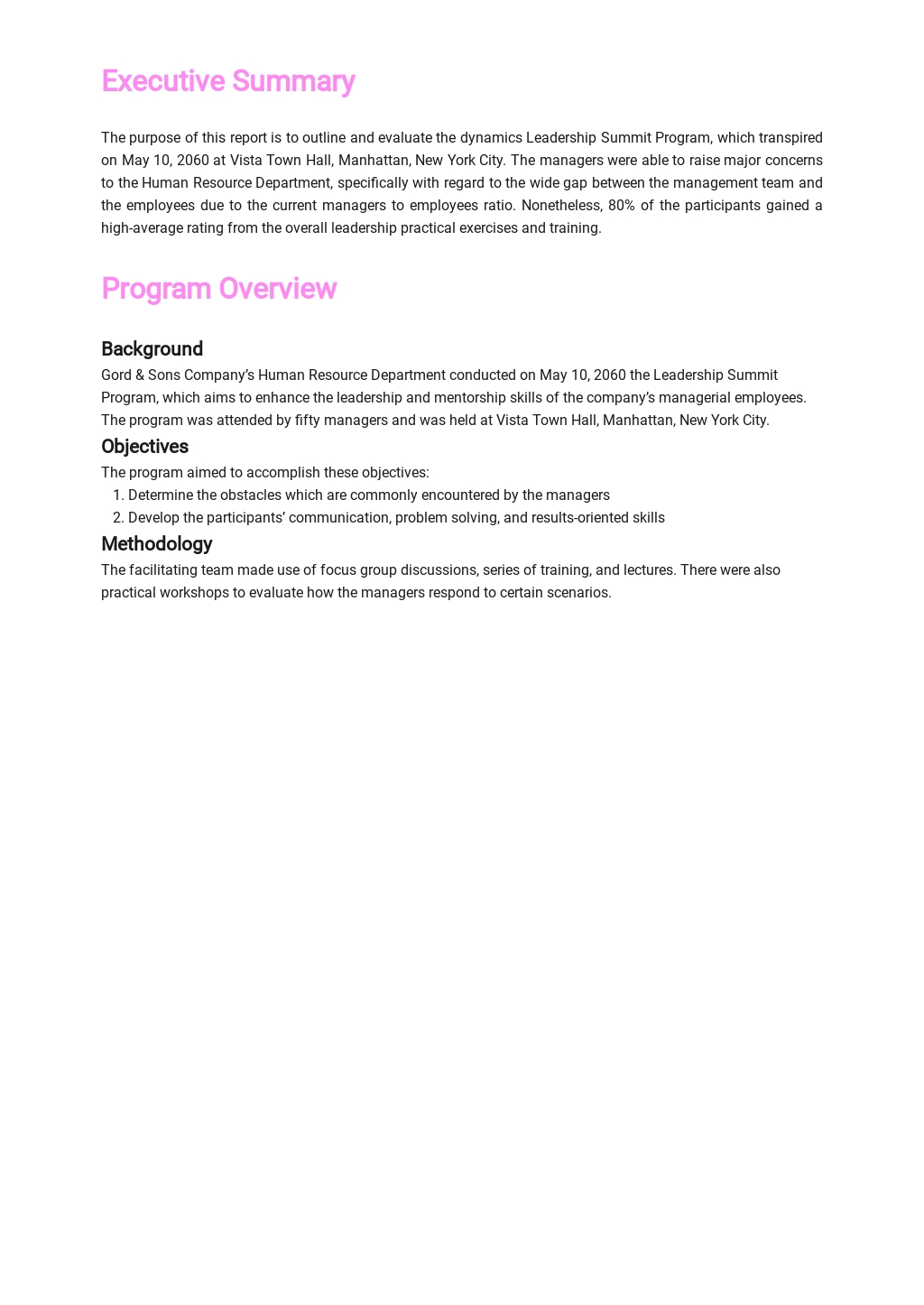 Event Report Template Free PDF Google Docs Word Template